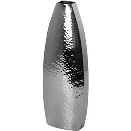Dekovase Fink "ALETTA", silber (silberfarben), B:11cm H:30cm T:5cm, Edelstahl, Vasen, Vase aus Edelstahl, mit geh&auml;mmerter Oberfl&auml;che