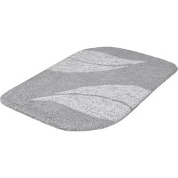 Badematte Meusch "Greta", silbergrau, H:20mm, Polyester, Badematten, Badematte, Badteppich mit dezentem, meliertem Blattmotiv