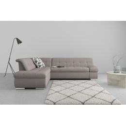 Ecksofa DOMO collection "MONA B/T: 271/213 cm, modern und komfortabel", braun (schlamm), B:271cm H:80cm T:213cm, Struktur fein 100% Polyester;Chenilleoptik 100% Polyester, Sofas, Ecksofa, whlw. mit Bett- und Armlehnfunktion, L-Form