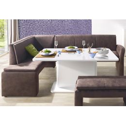 Essbank exxpo - SOFA FASHION "Cortado, elegant und modern mit hohem Sitzkomfort", braun, B:157cm H:89cm T:244cm, Luxus-Microfaser (100% Polyester), Sitzb&auml;nke, Essbank, hohe Bodenfreiheit, sch&ouml;ne Detailverarbeitung, wahlweise Lederbezug