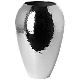 Dekovase Fink "MALANA", silber (silberfarben), H:26cm &Oslash;:17cm, Eisen, Vasen, geh&auml;mmert, Handarbeit, Unikatcharakter, vernickelt, wasserdicht