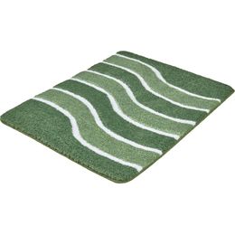 Badematte Meusch "Lara", minze, H:20mm, Polyester, Badematten, Badematte, Wellen-Design mit flauschigen wei&szlig;en Akzenten