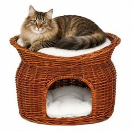 Lionto Weidenkorb f&uuml;r Katze braun