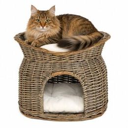 Lionto Weidenkorb f&uuml;r Katze grau