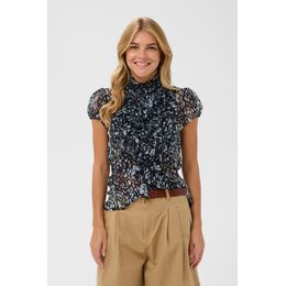 R&uuml;schenbluse Saint Tropez "LiljaSZ Crinkle SS Shirt", Damen, Gr. XS, nightsky spotty animal, Web, Obermaterial: 100% Polyester, regular fit normal, Blusen, Kunstfaser, Regular fit