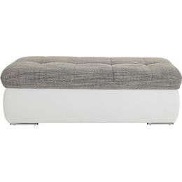 Polsterhocker DOMO collection "MORIC 136x64 cm, praktisch und komfortabel", grau (wei&szlig;, wei&szlig;, grau), B:136cm H:43cm T:64cm, Kunstleder SOFTLUX / Struktur (90% Polyester/ 10% Polyacryl);Microfaser PRIMABELLE / Struktur (90% Polyester/ 10% Polyacryl), Hocker, Polsterhocker, inklusive Stauraum
