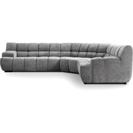 Ecksofa DESIGNWERK "Cielo L-Form, Design und aufwendige Detailverarbeitung", shine argento, B:338cm H:83cm T:338cm, 100% Polyester, Sofas, Ecksofa, mit Sitztiefenverstellung