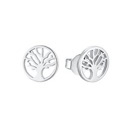 Paar Ohrstecker s.Oliver "Lebensbaum", silber (silberfarben), Ohrringe, Damen, 10mm, Silber 925 (Sterlingsilber)