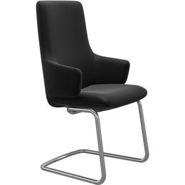 Polsterstuhl stressless "Laurel", schwarz (schwarz paloma, chrom matt), B:58cm H:105cm T:60cm, Leder PALOMA: PALOMA ist ein durchgef&auml;rbtes Semianilin-M&ouml;belleder mit nat&uuml;rlicher Narbung., St&uuml;hle, Polsterstuhl, High Back mit Armlehne, Gr&ouml;&szlig;e L, mit Beinen aus Stahl in Chrom matt