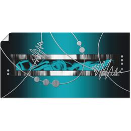 Wandbild Artland "Silber abstrakt auf petrol", blau (farbe bild(er): blau), B:100cm H:50cm, Bilder, als Alubild, Leinwandbild, Poster in verschied. Gr&ouml;&szlig;en