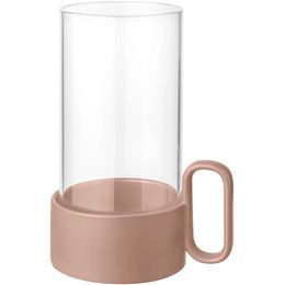 Kerzenhalter Blomus "Windlicht YURAGI", orange (terracotta), B:15cm H:21cm T:11cm, Glas, Steingut, Kerzenhalter, Kerzenhalter, aus Steingut und Glas, H&ouml;he ca. 21 cm