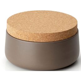 Vorratsdose CONTINENTA, grau (taupe), H:12cm &Oslash;:20cm, Keramik, Kork, Lebensmittelaufbewahrungsbeh&auml;lter, Vorratsdose, 20x12 cm