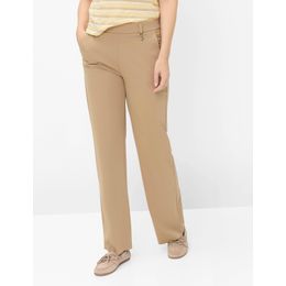 Chinohose RAPHAELA BY Brax "Style DamenpulloverTH FLARED", Damen, Gr. 42K (21), Kurzgr&ouml;&szlig;en, braun, 53% Baumwolle, 38% Polyamid, 9% Elasthan, Hosen Chinohose