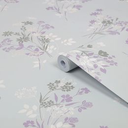 Vliestapete Laura Ashley "Igerna", blau, B:0,52m L:10m, Vlies, Tapeten, 10mx52cm