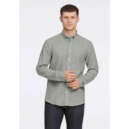 Leinenhemd LINDBERGH "Leinenhemd (Langarm) Slim Fit", Herren, Gr. XL, Normalgr&ouml;&szlig;en, gr&uuml;n (faded gr&uuml;n), Obermaterial: 55% Leinen, 45% Baumwolle, Hemden