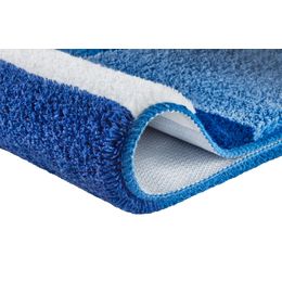 Badematte Kleine Wolke "Ariana", royalblau, H:20mm, Polyester, Badematten, Badematte, Geometrisches Design mit kontrastierendem Mittelstreifen