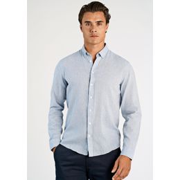 Leinenhemd LINDBERGH "Leinenhemd (Langarm) Relaxed Fit", Herren, Gr. L, Normalgr&ouml;&szlig;en, lt blau, Obermaterial: 55% Leinen, 45% Baumwolle, Hemden
