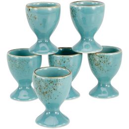 Eierbecher Creatable "Nature Collection", blau (aquablau), H:7,3cm &Oslash;:5,4cm, Steinzeug, Eierbecher, Eierhalter aus hochwertigem Steinzeug, handwerklicher Look