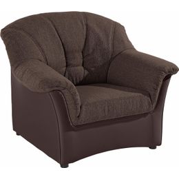 Sessel DOMO collection "ELVA elegante R&uuml;ckensteppung", braun (mokka, braun), B:99cm H:84cm T:82cm, Kunstleder SOFTLUX / Struktur ( 100% Polyester);Microfaser PRIMABELLE (100% Polyester);(gepr&auml;gte) Luxus-Microfaser (100% Polyester), Sessel, Sessel, whlw. mit Federkern