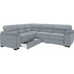 Sit & More Ecksofa SIT & MORE "Montego", grau (hellgrau), B:255cm H:88cm T:225cm, Luxus-Microfaser (90% Polyester, 10% Polyamid);Struktur (100% Polyester);Luxus-Microfaser ALTARA NUBUCK (100% Polyester), Sofas, Ecksofa, wahlweise mit Bettfunktion und Schubkasten