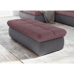 Polsterhocker DOMO collection "MORIC 136x64 cm, praktisch und komfortabel", bunt (grau, beere), B:136cm H:43cm T:64cm, Hocker, Polsterhocker, inklusive Stauraum