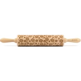 Teigroller Folkroll "3D-Motiv-Teigrolle", braun, L:43cm, Massivholz, Teigroller, Kleeblatt