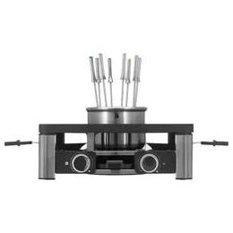 WMF Raclette "Lumero Gourmet Station 3-in-1, Raclette, Fondue und Indoor-Grill", silber (cromargan), B:35,5cm H:17cm T:35,5cm, Raclettes, sp&uuml;lmaschinengeeignete Pf&auml;nnchen/Platte, Spritzschutz, LED-Beleuchtung