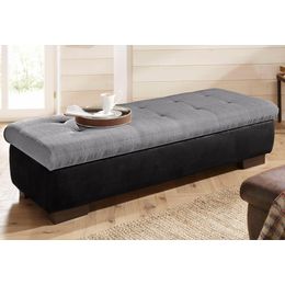 Hocker Home Affaire "BERGEN 161x60 cm, praktisch und komfortabel", silber (schwarz, silber), B:161cm H:41cm T:60cm, MELROSE/Struktur (100% Polyester);MELROSE (100% Polyester);Microfaser PRIMABELLE (100% Polyester), Hocker, Hocker, mit Staufach