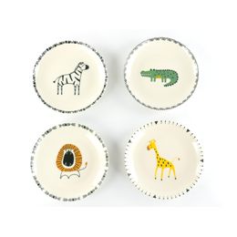 Teller-Set Creatable "Safari, Teller 21 cm, 4-tlg.", bunt, 4, Steinzeug, Geschirr-Sets, Teller Set, Tierabbildungen, Nordische &Auml;sthetik