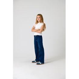 Weite Jeans KIDS Only "KOGSYLVIE CLEAN WDE LEG DNM BJ13964 NOOS", M&auml;dchen, Gr. 122, N-Gr, blau (dunkelblau denim), Denim/Jeans, Obermaterial: 69% Baumwolle, 29% Polyester, 2% Elasthan, unifarben, relaxed fit kn&ouml;chellang, Jeans