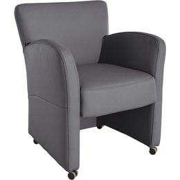 Esszimmersessel exxpo - SOFA FASHION "Cortado, Loungesessel auf Rollen, schmale Armlehnen, bequem", schwarz, B:66cm, Sessel, Esszimmersessel, Breite 66 cm