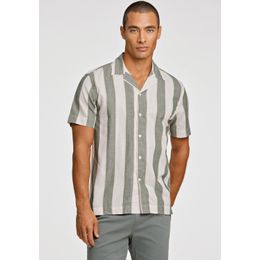 Leinenhemd LINDBERGH "Leinenhemd (Kurzarm) Relaxed Fit", Herren, Gr. M, Normalgr&ouml;&szlig;en, army, Obermaterial: 85% Baumwolle, 15% Leinen, Hemden