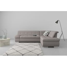 Ecksofa DOMO collection "MONA B/T: 271/213 cm, modern und komfortabel", braun (schlamm), B:271cm H:80cm T:213cm, Struktur fein 100% Polyester;Chenilleoptik 100% Polyester, Sofas, Ecksofa, whlw. mit Bett- und Armlehnfunktion, L-Form