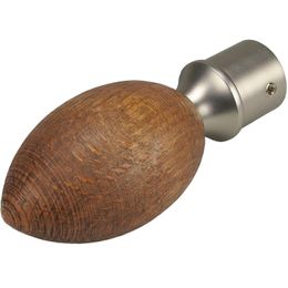 Gardinenstangen-Endst&uuml;ck Liedeco "Egg" Gr. 1, braun (nussbaum), L:8cm &Oslash;:3,4cm, Gardinenstangenendst&uuml;cke, Gardinenstangen-Endst&uuml;ck, f&uuml;r Gardinenstangen &Oslash; 16 mm