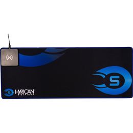 Hyrican Mauspad "Striker Qi Mauspad ST-MP15 inkl. 10W QI-Charger Micro-USB", blau (blau, schwarz, wei&szlig;), B/H/L: 29,5cm x 0,4cm x 77cm, Mauspads, integriertes kabelloses Ladeger&auml;t