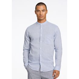 Leinenhemd LINDBERGH "Leinenhemd (Langarm) Slim Fit", Herren, Gr. L, Normalgr&ouml;&szlig;en, blau (lt blau), Obermaterial: 55% Leinen, 45% Baumwolle, Hemden