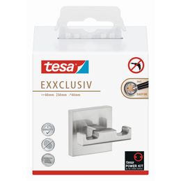 Tesa Doppel-Wandhaken 'Exxclusiv' Edelstahloptik mit Klebel&ouml;sung 6 x 5 x 4,4 cm