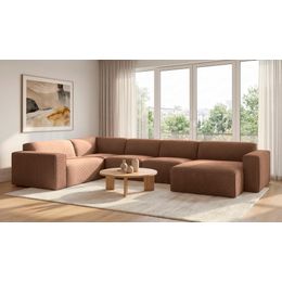 Wohnlandschaft OTTO HOME "Clayton Breite 371 cm, U-Form", braun (light braun), B:371cm H:70cm T:220cm, 100% Polyester, Sofas, Wohnlandschaft, in einem trendigen Cord-Bezug, verschiedene Kombinationen verf&uuml;gbar