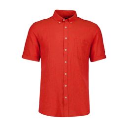 Leinenhemd LINDBERGH "Leinenhemd (Kurzarm) Relaxed Fit", Herren, Gr. L, Normalgr&ouml;&szlig;en, coral orange, Obermaterial: 55% Leinen, 45% Baumwolle, Hemden