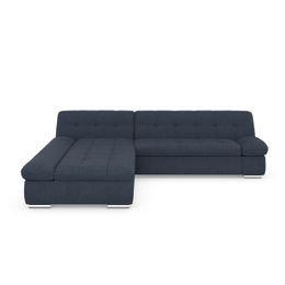 Ecksofa DOMO collection "MONA B/T: 297/173 cm, modern und komfortabel", blau (blaugrau), B:297cm H:80cm T:173cm, Struktur fein 100% Polyester;Chenilleoptik 100% Polyester;SOFTLUX/Struktur fein 100% Polyester, Sofas, Ecksofa, whlw. mit Bettfunktion, L-Form