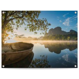 Poster Reinders "Boot auf dem See", gr&uuml;n (farbe bild(er): gr&uuml;n), B:80cm H:60cm T:0,1cm, Leinwand, Bilder, Poster, Outdoor f&uuml;r Garten oder Balkon
