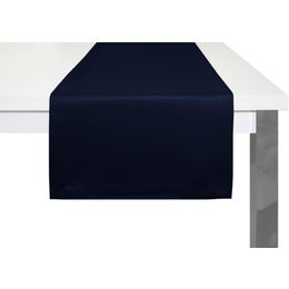 Tischl&auml;ufer WIRTH "NEWBURY" Gr. 1, blau (nachtblau), B:50cm L:150cm, Baumwolle, Polyester, Tischdecken