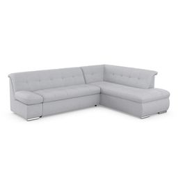 Ecksofa DOMO collection "MONA B/T: 271/213 cm, modern und komfortabel", silber, B:271cm H:80cm T:213cm, Struktur fein 100% Polyester;Chenilleoptik 100% Polyester, Sofas, Ecksofa, whlw. mit Bett- und Armlehnfunktion, L-Form