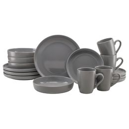 Kombiservice "Geschirr-Set, Service Liliane", grau, 16 tlg., Steinzeug, LeGer Home by Lena Gercke, Geschirr-Sets, Kombiservice, skandinavische, minimalistische Formensprache, 16 Teile