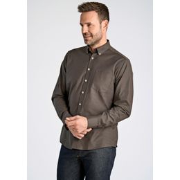 JACK'S INN 54 Businesshemd JACK&rsquo;S "Oxford-Hemd (Langarm) Regular Fit", Herren, Gr. L, Normalgr&ouml;&szlig;en, dk braun mix, Obermaterial: 97% Baumwolle, 3% Elasthan, Hemden