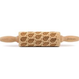 Teigroller Folkroll "3D-Motiv-Teigrolle", braun, L:23cm, Massivholz, Teigroller, Marienk&auml;fer