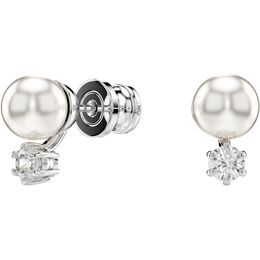 Paar Ohrstecker Swarovski "Schmuck Geschenk Matrix Ohrringe", wei&szlig; (metallfarben, kristallwei&szlig;, wei&szlig;, kristallwei&szlig;), Ohrringe, Damen, Metall Perlen, Metall, Perlen, mit Swarovski Zirkonia (synth.) - mit Swarovski Perle