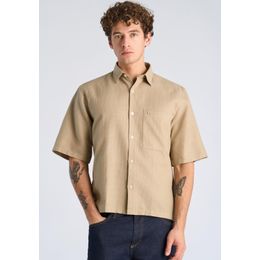 Kurzarmhemd LINDBERGH "Freizeithemd (Kurzarm) Regular Fit", Herren, Gr. L, Normalgr&ouml;&szlig;en, sand, Obermaterial: 70% Baumwolle, 30% Polyester, Hemden