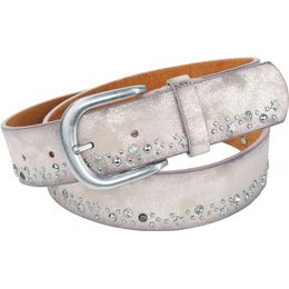 Lederg&uuml;rtel Heine, Damen, Gr. 75, silber (silberfarben, metallic), G&uuml;rtel Lederg&uuml;rtel