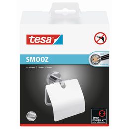Tesa WC-Papierrollenhalter 'Smooz' verchromt mit Deckel und Klebel&ouml;sung 14,5 x 13 x 5,4 cm